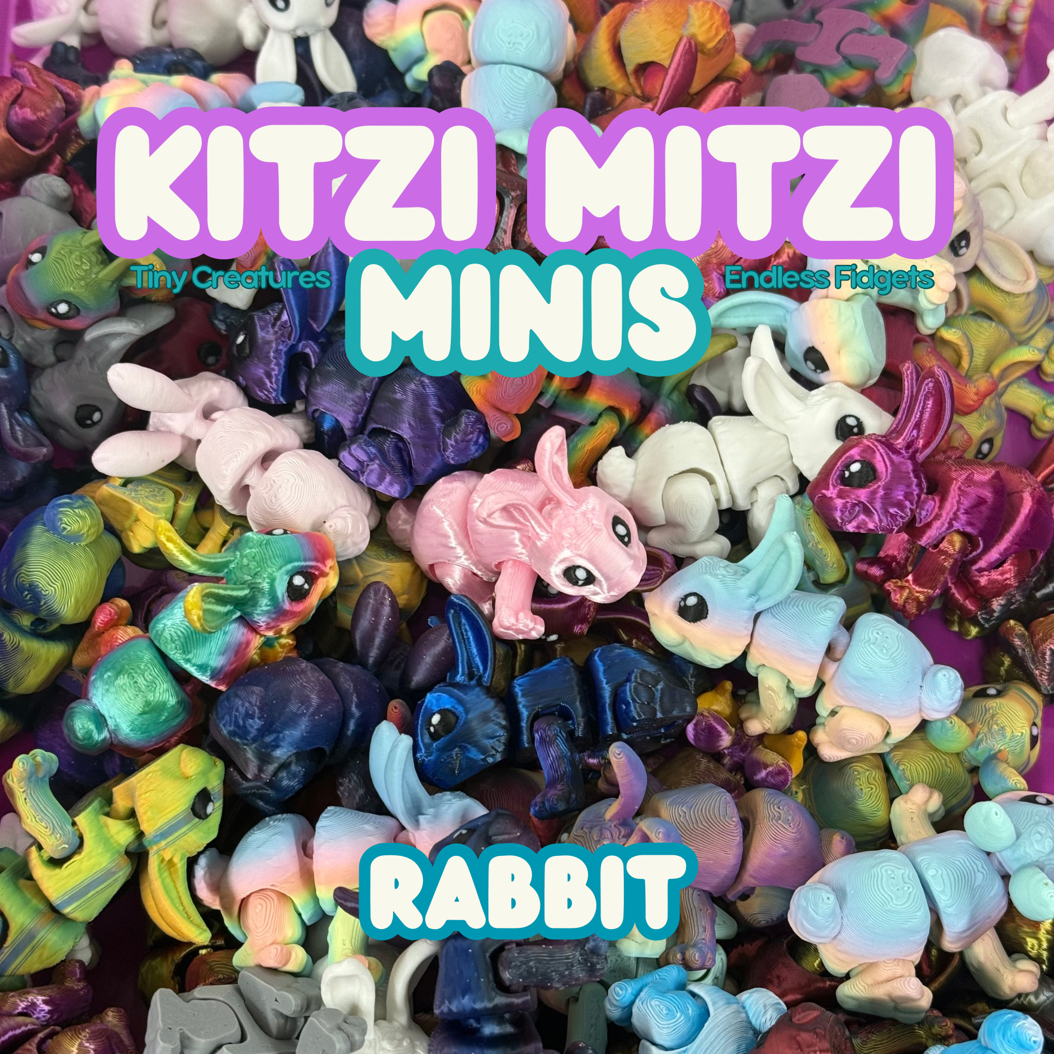 Kitzi Mitzi Minis - Rabbit| 3D Printed Fidget Toy | Iubi Design 3D