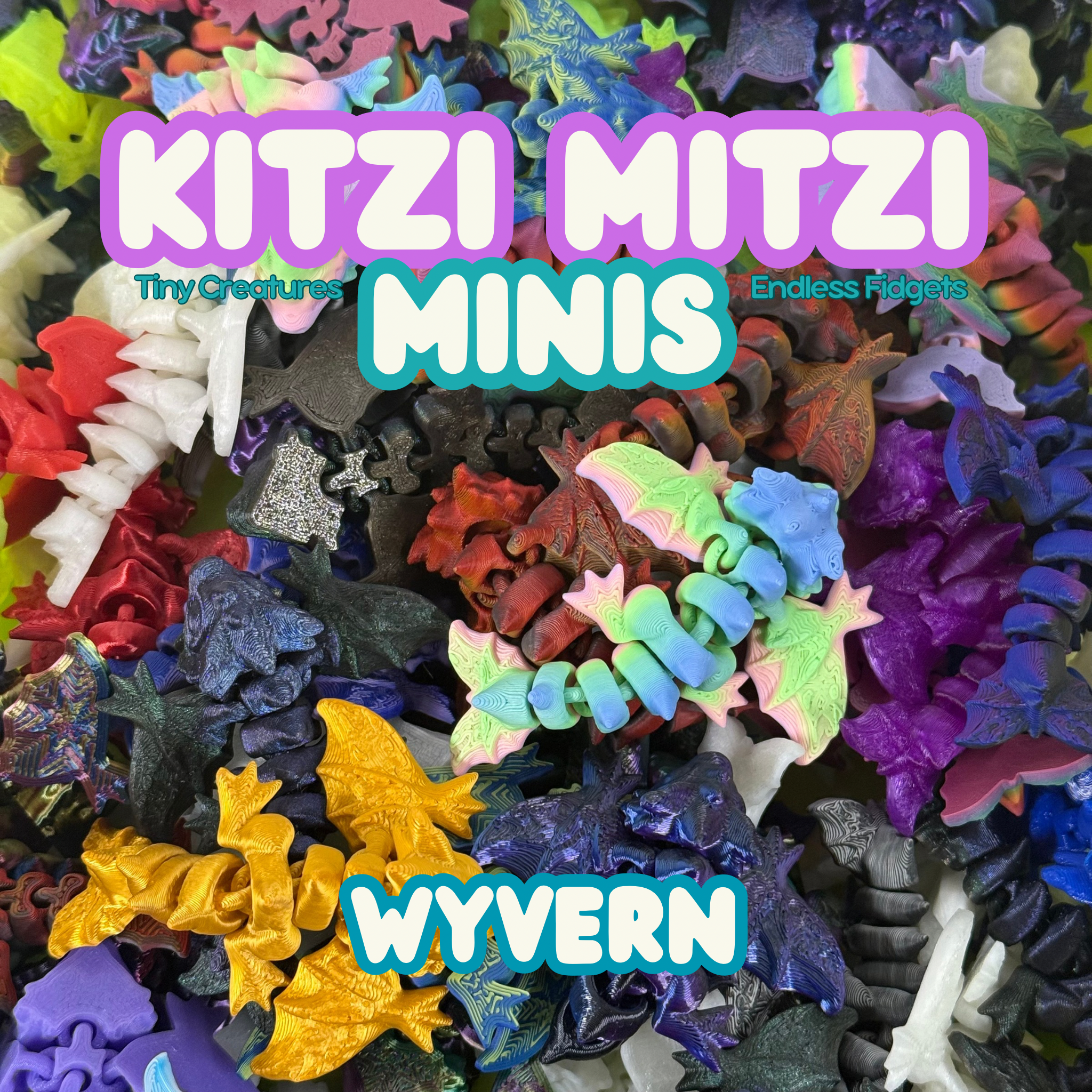Kitzi Mitzi Minis – Wyvern | 3D Printed Fidget Toy | Iubi Design 3D