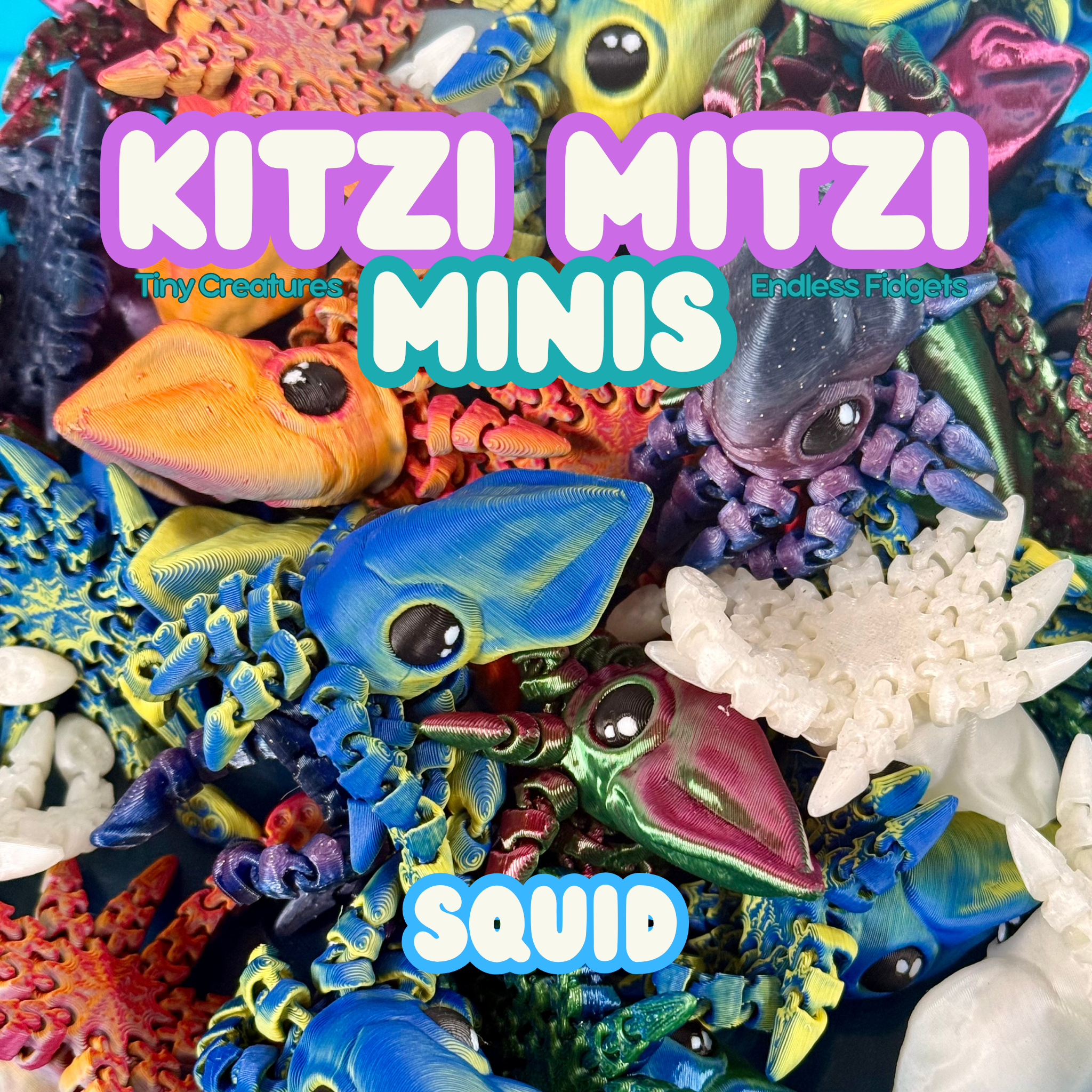 Kitzi Mitzi Minis – Squid | Sea Collection 3D Printed Fidget Toy | Iubi ...