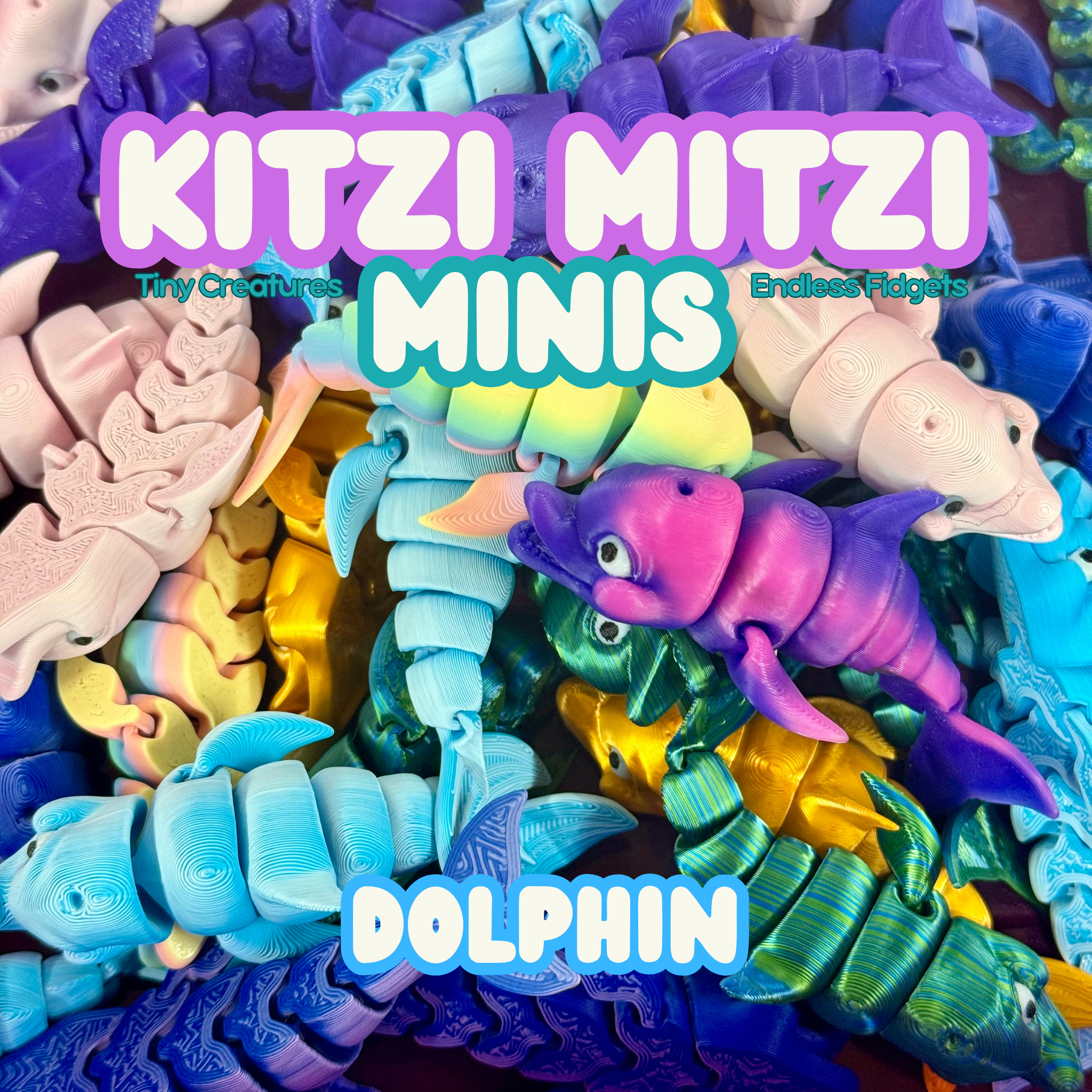 Kitzi Mitzi Minis – Dolphin | 3D Printed Sea Creature Toy | Iubi Design 3D