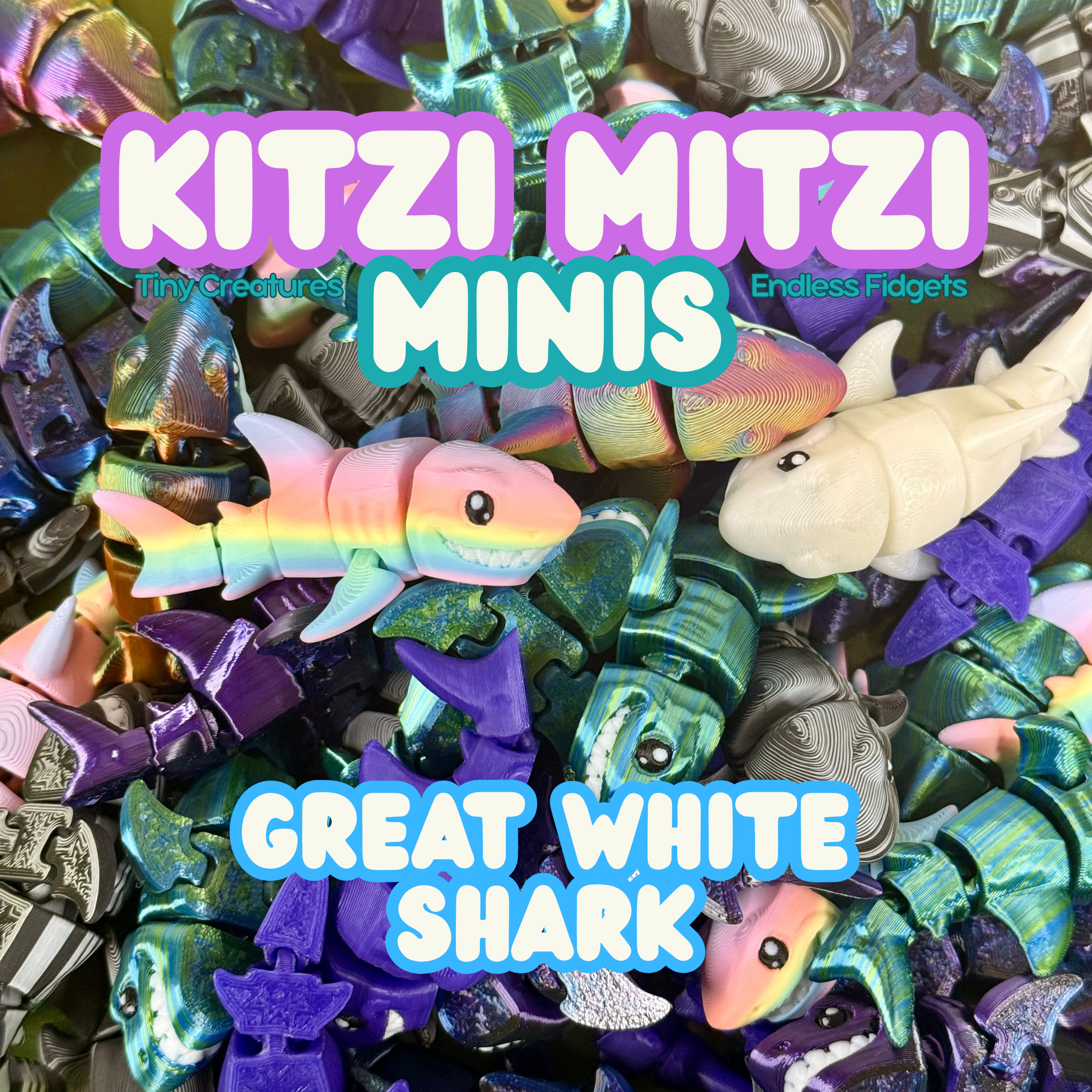 Kitzi Mitzi Minis – Great White Shark | 3D Printed Sea Creature Toy ...